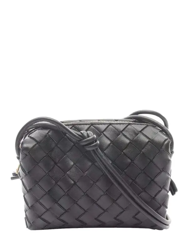 Bottega Veneta Mini Lambskin Intrecciato Loop Camera Crossbody Bag - Black