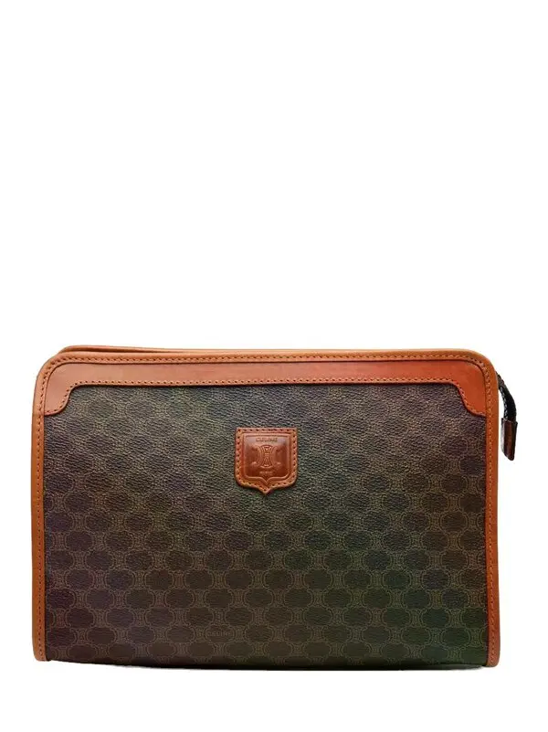 Celine 2005 Macadam Coated Canvas Clutch - Brown