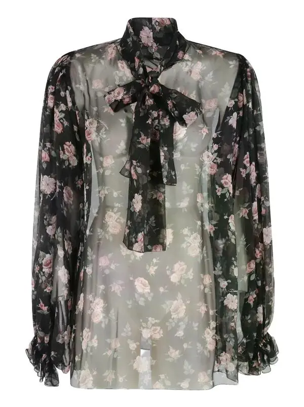 Dolce & Gabbana Floral-print Blouse - Black