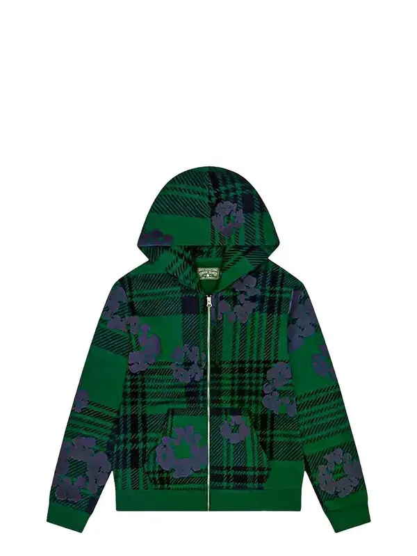 DENIM TEARS Plaid Wreath Zip Hoodie - Green