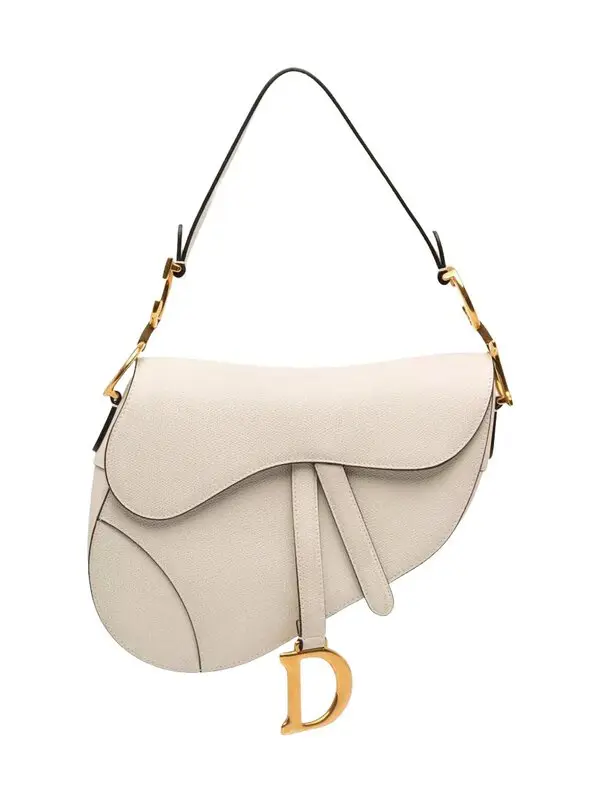 Dior 2019 Grained Calfskin Saddle Bag - White