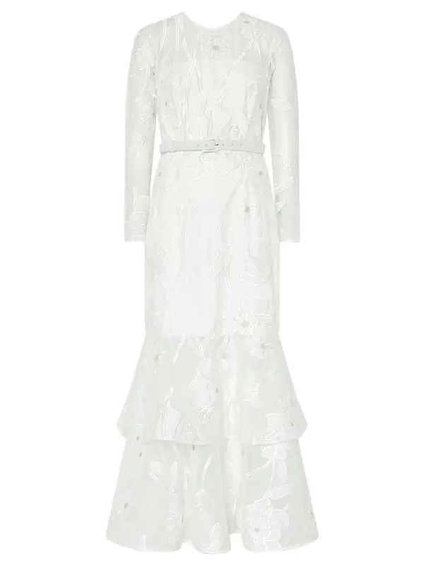 MILLY Anna Grand Fleur Maxi Gown - White