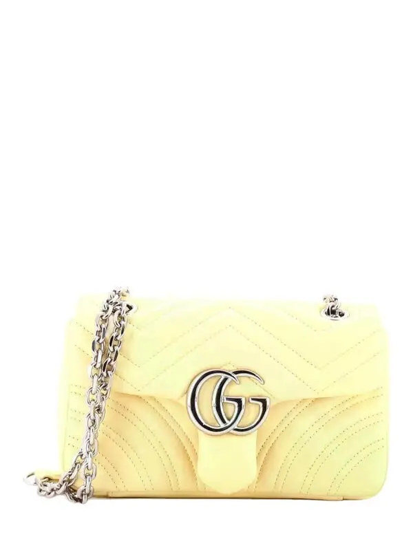 Gucci Gg Marmont Flap Bag Matelasse Leather Small Crossbody Bag - Yellow