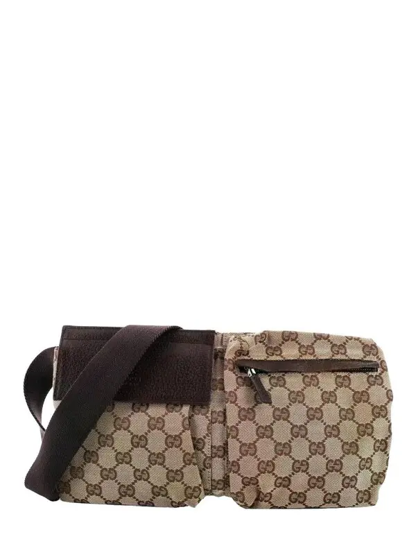 Gucci Vintage Double Gg Canvas Belt Bag - Brown
