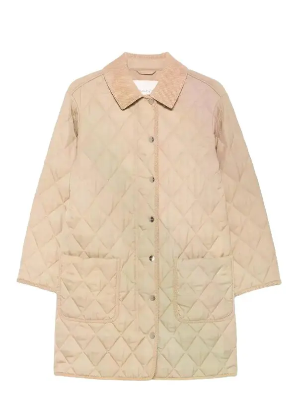 Gant Corduroy-collar Quilted Coat - Neutrals