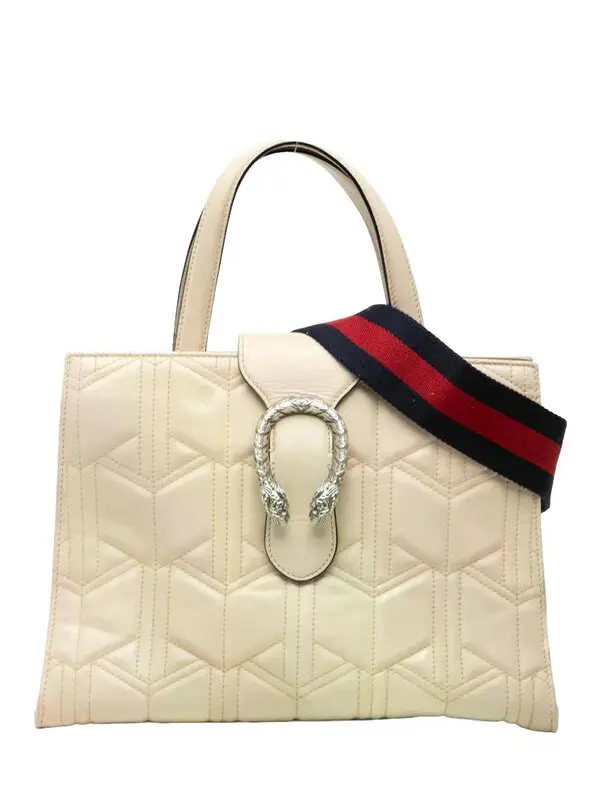 Gucci 2016-2026 Quilted Leather Dionysus Web Satchel - White