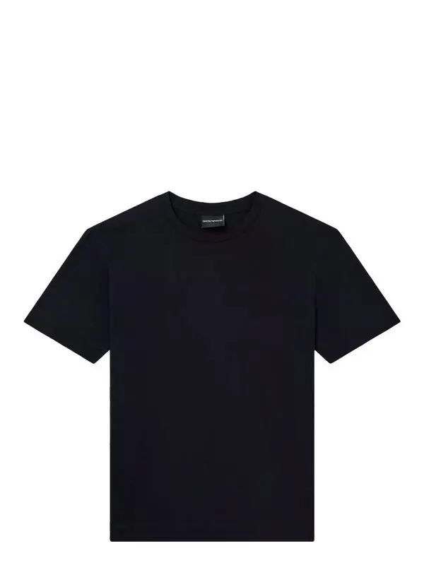 Emporio Armani Slim-fit T-shirt In All-over Micro-eagle Jacquard Jersey - Black