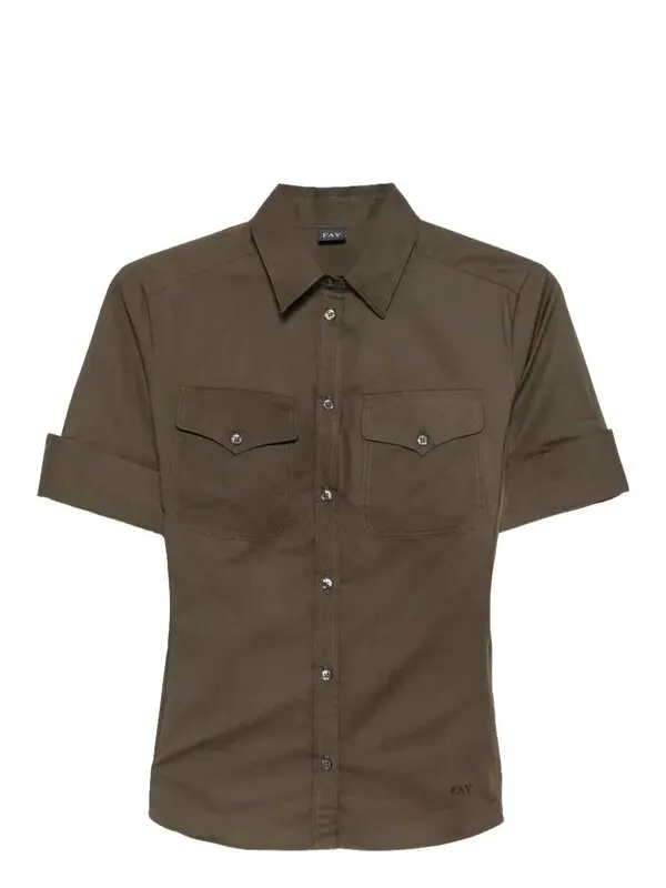 FAY Logo-embroidered Shirt - Green