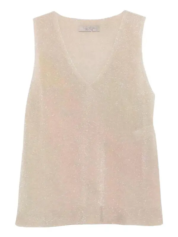 D.exterior Sleeveless V-neck Top - Neutrals