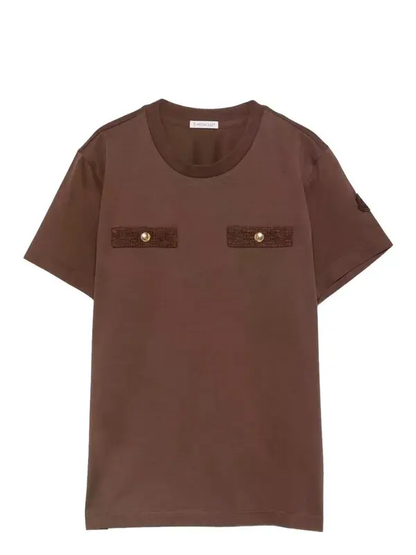Moncler Buttoned Patch T-shirt - Brown