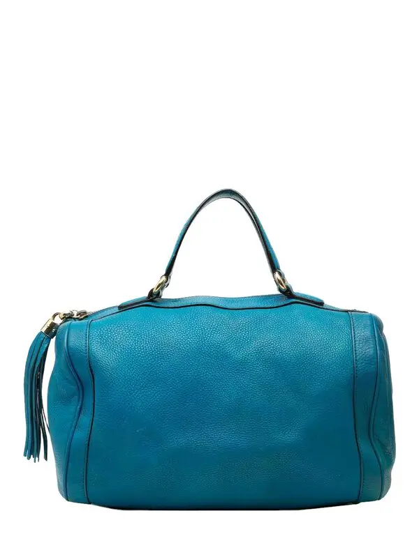 Gucci 2000-2015 Medium Pebbled Calfskin Soho Boston Bag - Blue