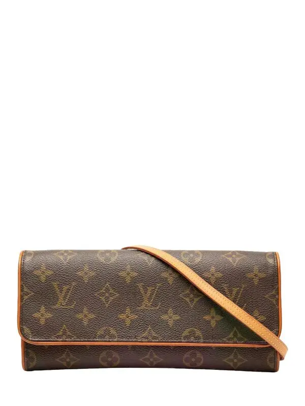 LOUIS VUITTON 2000 Monogram Pochette Twin Gm Crossbody Bag - Brown
