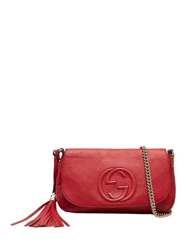 Gucci 2000-2015 Leather Soho Chain Flap Crossbody Bag - Red