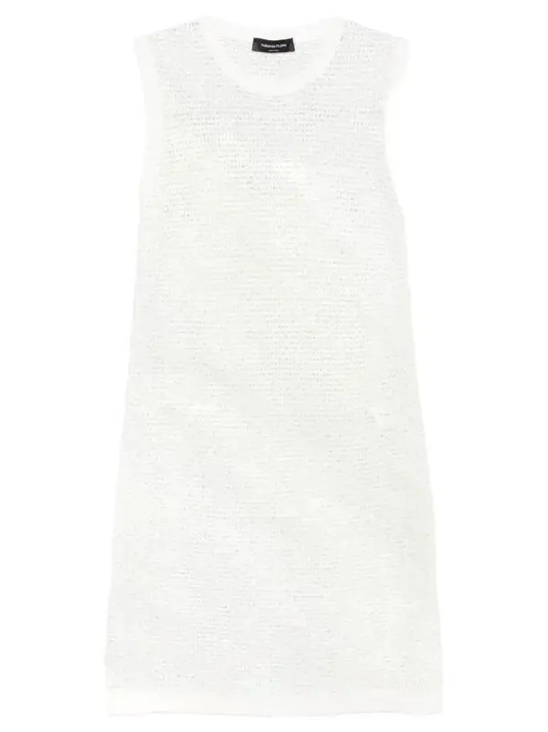 Fabiana Filippi Crew-neck Sleeveless Mini Dress - White
