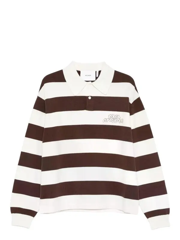 Axel Arigato Rey Striped Embroidered-logo Polo Shirt - Brown