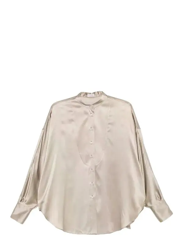 Brunello Cucinelli Band-collar Shirt - Neutrals
