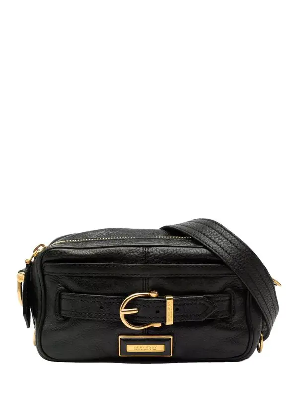 Burberry Leather Front Belt Crossbody Bag - Black