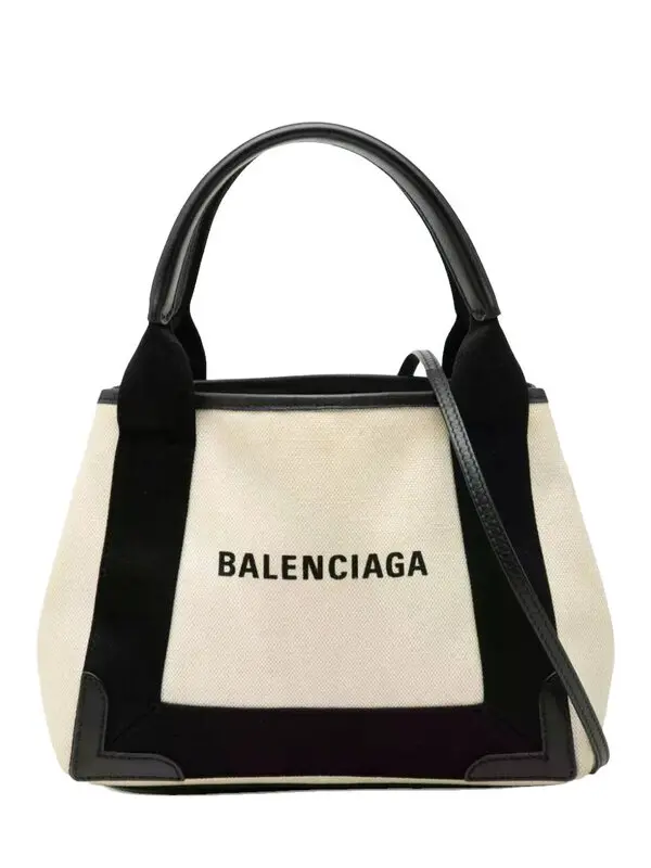 Balenciaga 2018-2026 Canvas Navy Cabas Xs Satchel - Black