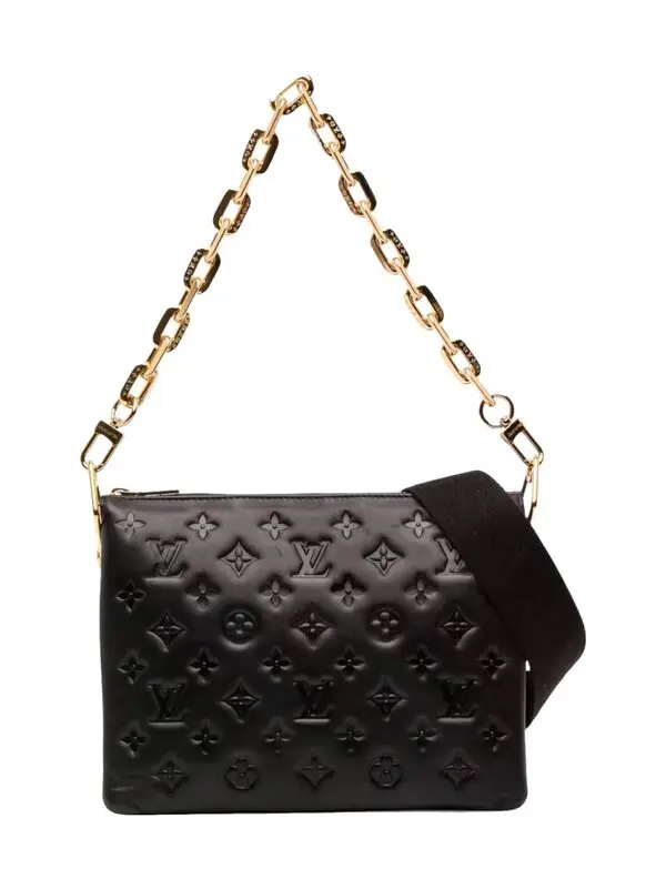 LOUIS VUITTON Monogram Embossed Lambskin Coussin Pm - Black