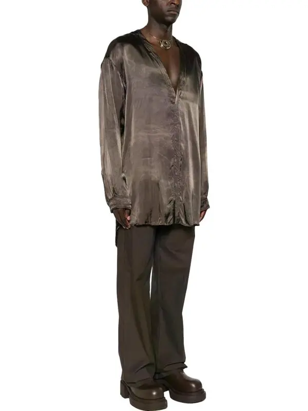 Rick Owens Concordian V-neck Shirt - Brown