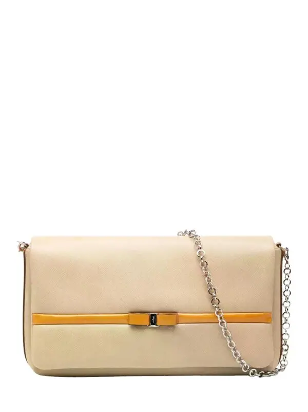 FERRAGAMO Leather Vara Bow Chain Shoulder Bag - Brown