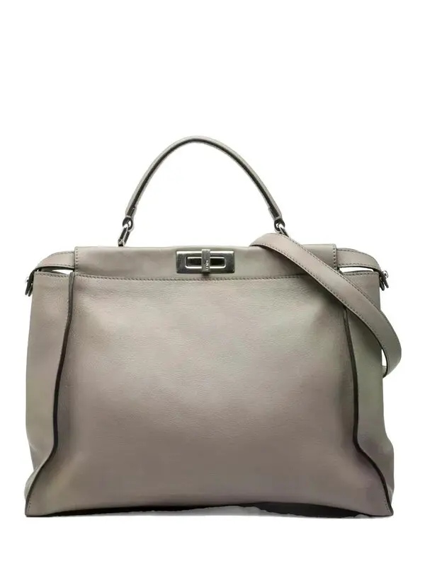 Fendi 2008-2010 Large Leather Peekaboo Satchel - Brown