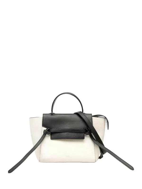Celine 2017 Micro Bicolor Leather Belt Satchel - Black