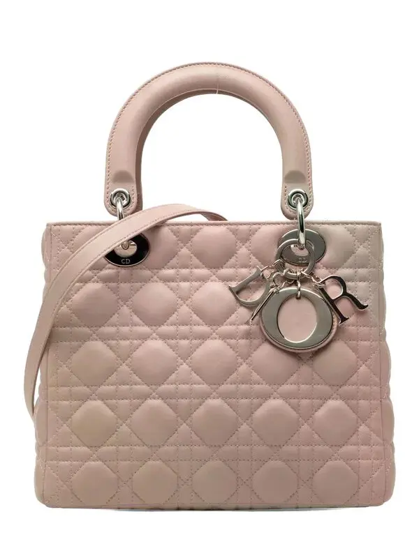 Dior 2012 Medium Lambskin Cannage Lady Satchel - Pink