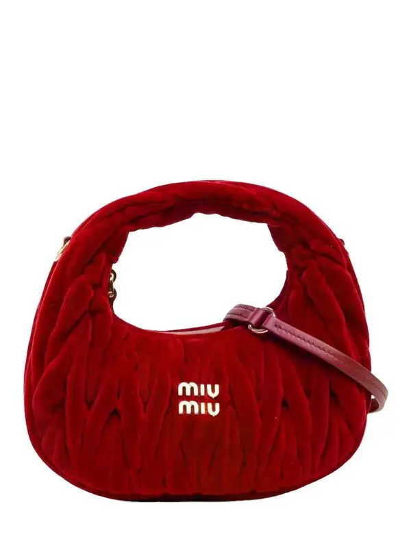 Miu Miu Mini Matelasse Velvet Wander Bag Satchel - Red