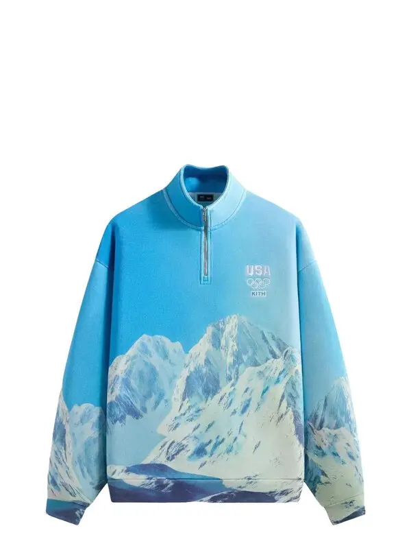 Kith Team Usa Winter Mountain Quarter Zipped Sweatshirt - Blue