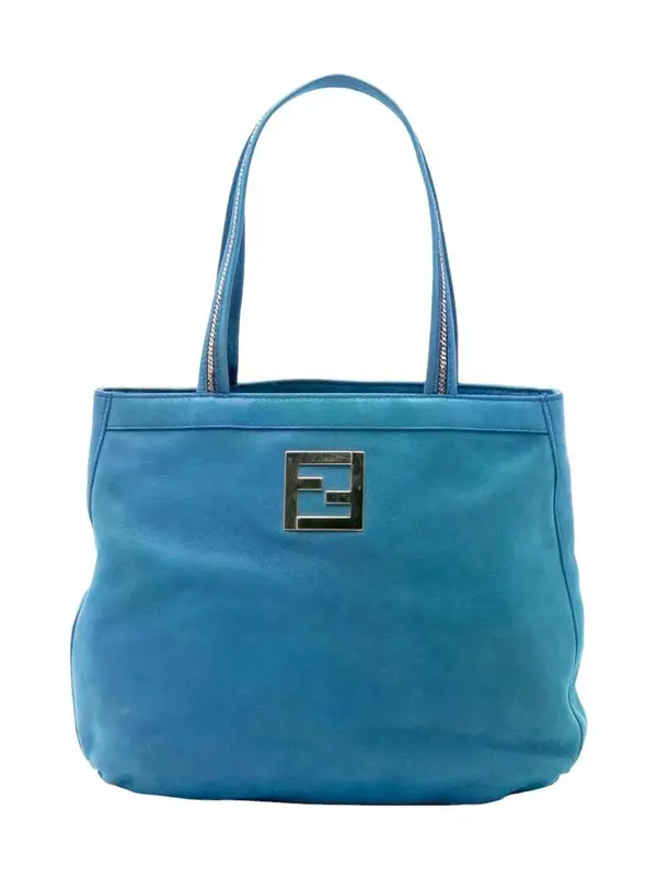 Fendi Nubuck Ff Chains Tote Bag - Blue