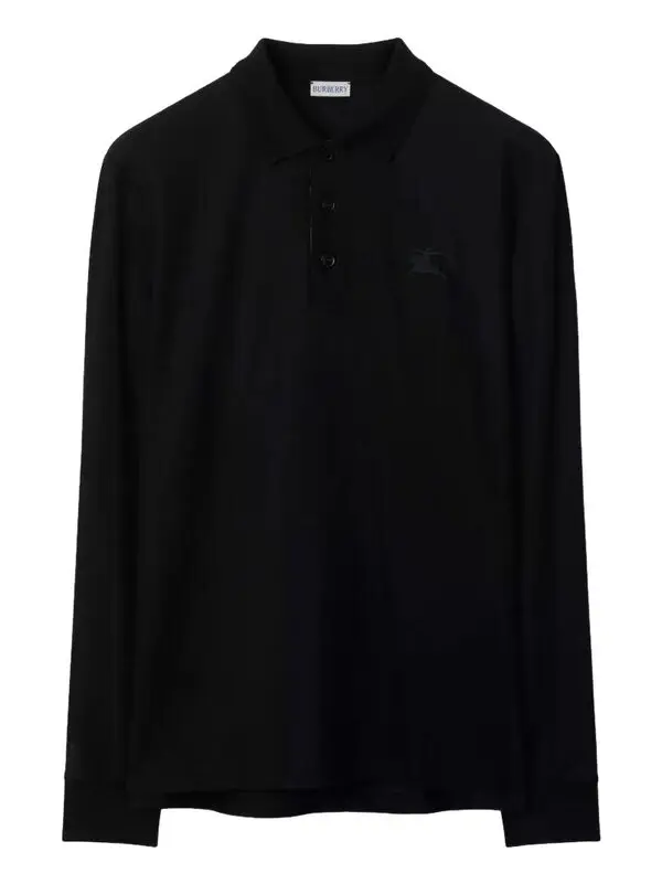 Burberry Long-sleeve Cotton Polo Shirt - Black