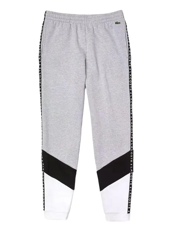 Lacoste Signature Striped Colourblock Fleece Track Pants - Grey