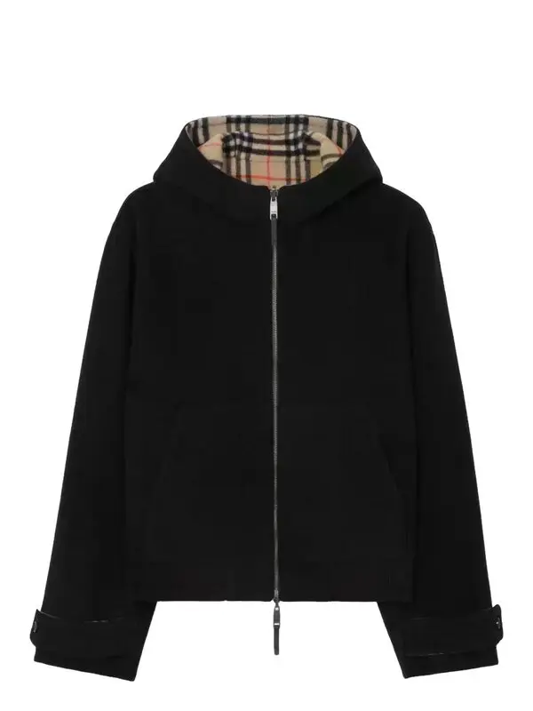Burberry Reversible Wool Hooded Jacket - Black