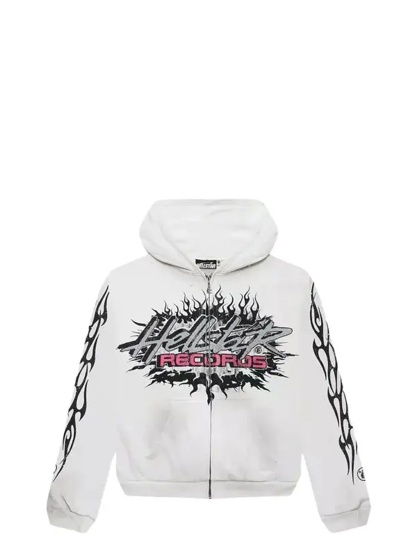 HELLSTAR Printed Zip-up Hoodie - White