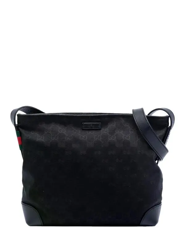 Gucci Gg Canvas Web Crossbody Bag - Black