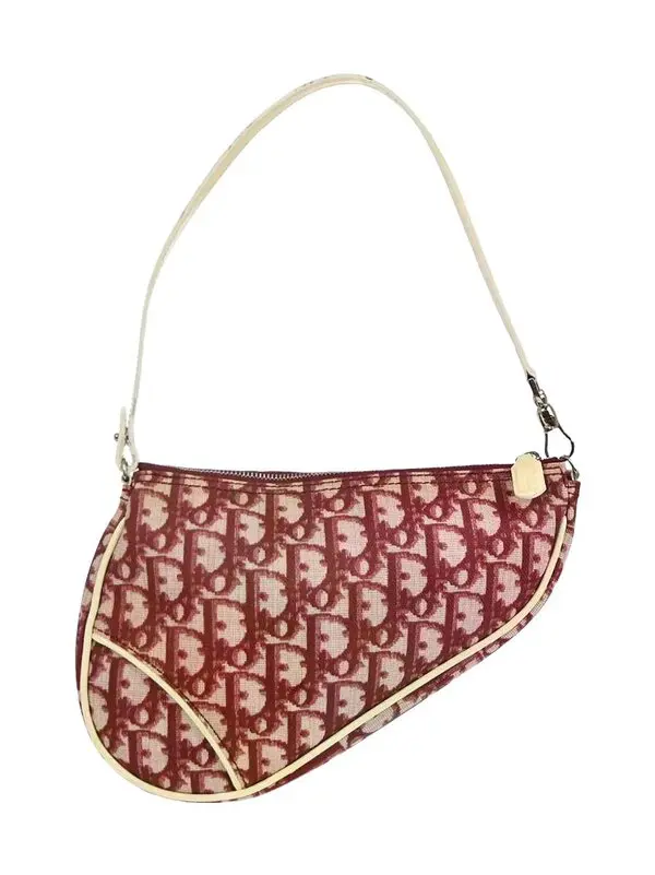 Dior 2001 Saddle Oblique Jacquard Tote Bag - Red