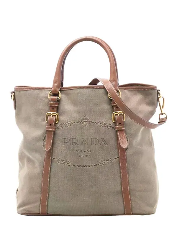Prada Canvas Canapa Logo Satchel - Brown