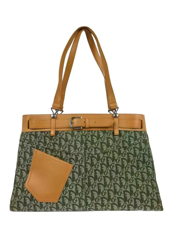 Dior 2001 Oblique Jacquard Canvas Tote Bag - Green