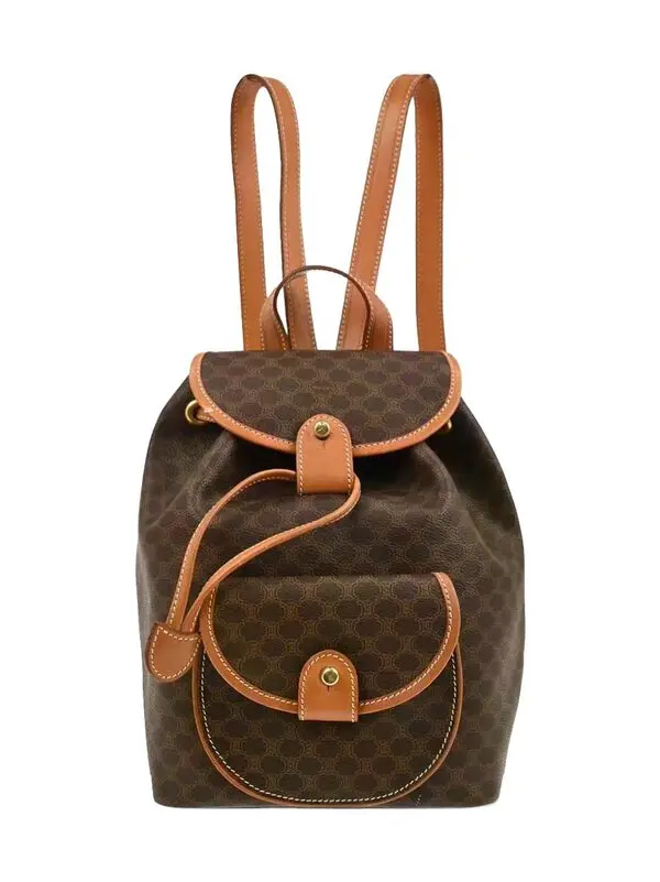 Celine 1990s Macadam Leather Backpack - Brown