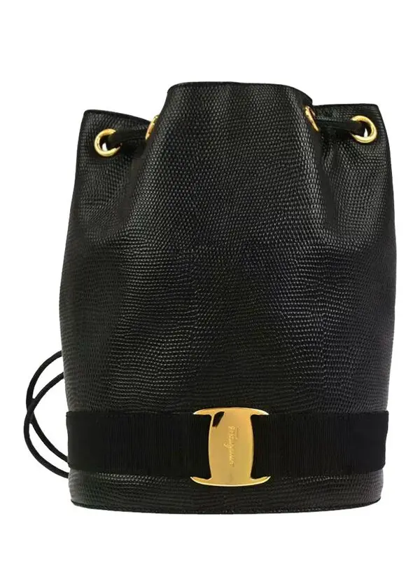 FERRAGAMO 1990-2000s Textured Leather Backpack - Black