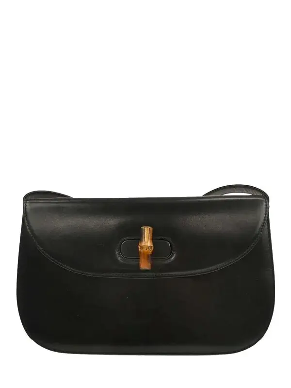 Gucci 1990s Bamboo Leather Shoulder Bag - Black