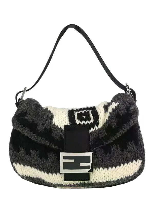 Fendi 1990-2000s Knitted Baguette Handbag - Grey