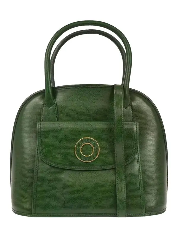 Celine 1990-2000s Textured Leather Shoulder Bag - Green