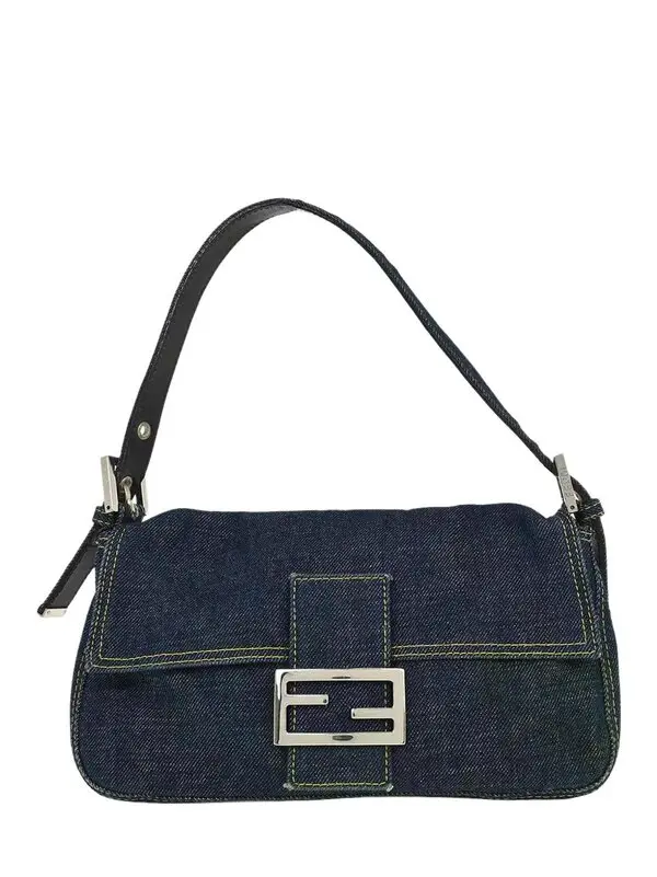 Fendi 2009 Denim Baguette Handbag - Blue
