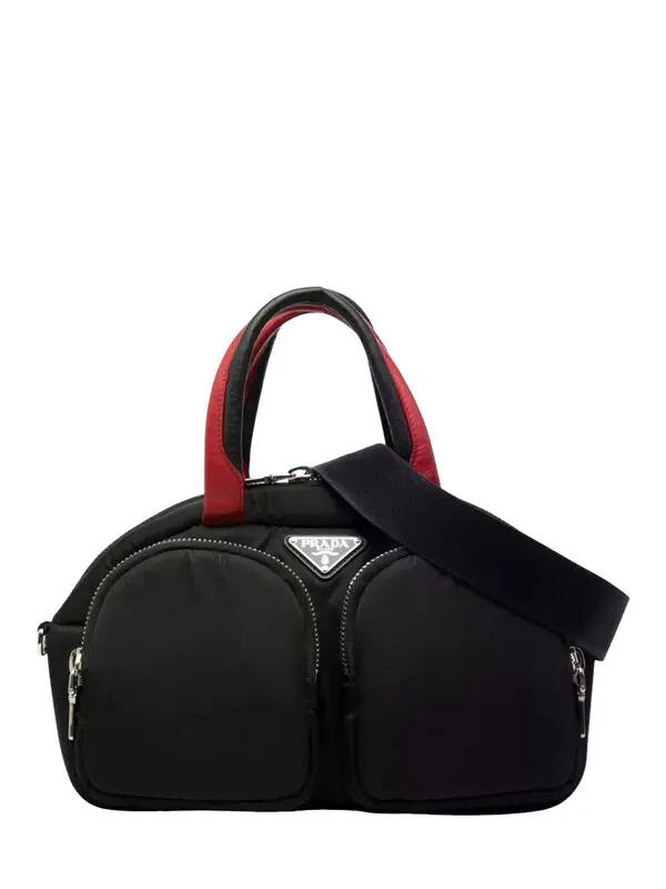 Prada Tessuto Pocket Top Handle Satchel - Black
