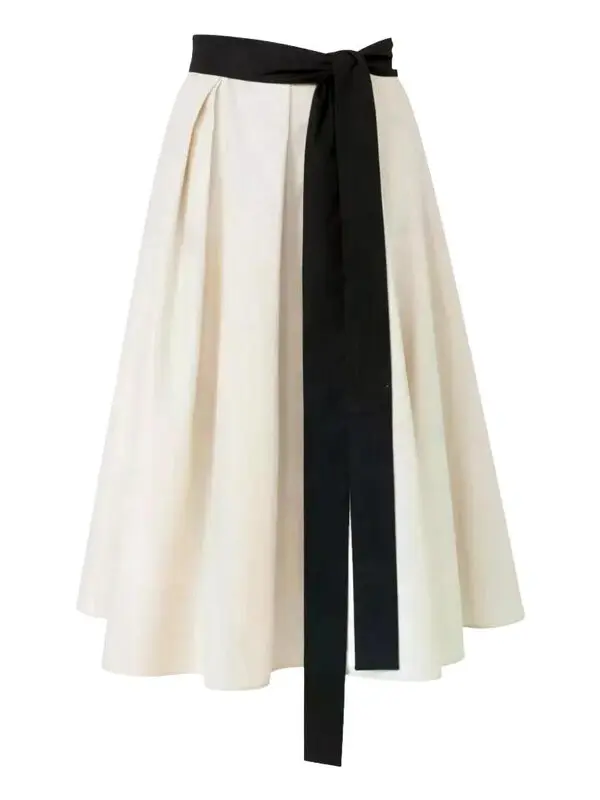 Max Mara Belted Pleated Midi Skirt - Neutrals
