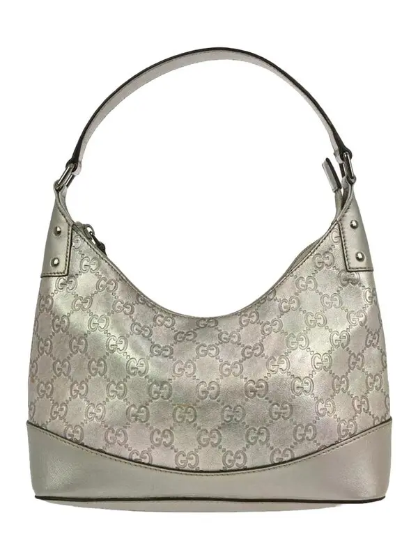 Gucci 1990-2000s Embossed Leather Tote Bag - Silver