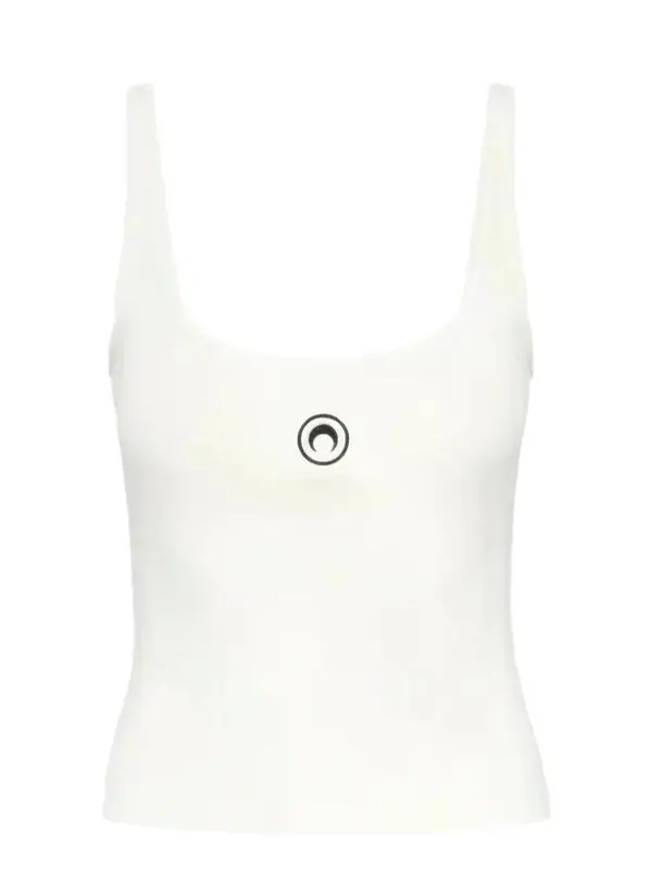 MARINE SERRE Moon-logo Ribbed Tank Top - White