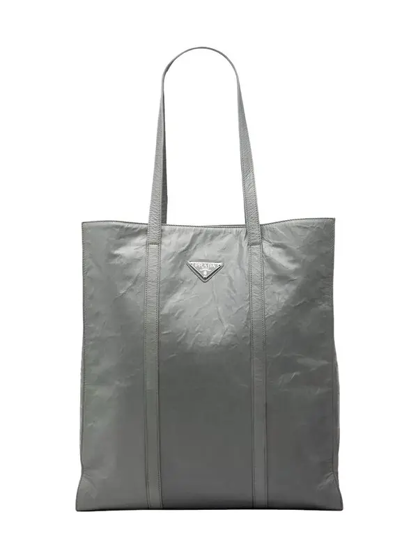 Prada 2013-2016 Medium Nappa Antique Shopper Tote Bag - Grey
